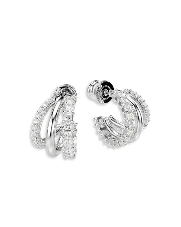 SWAROVSKI Hyperbola Cubic Zirconia Triple Row Hoop Earrings - White
