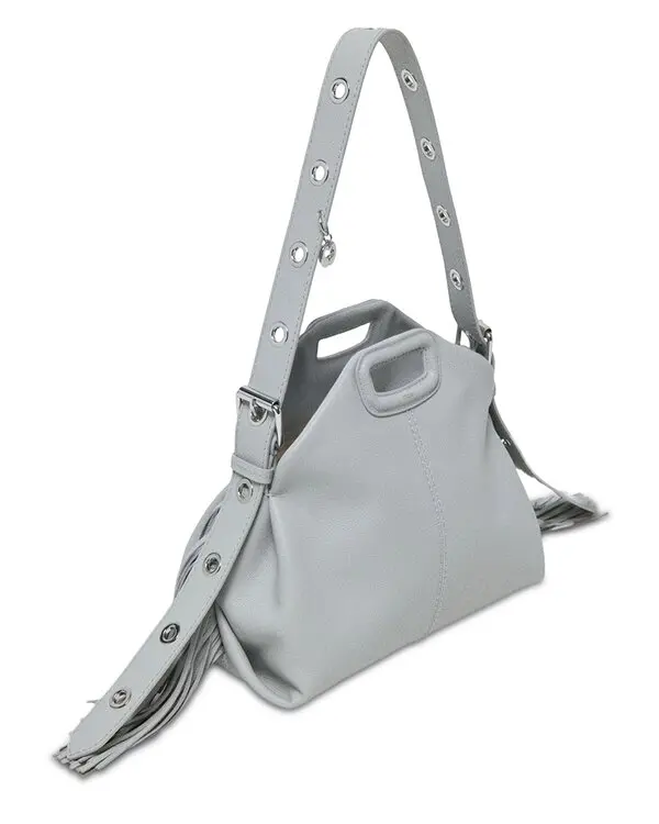 Maje Miss M Leather Crossbody Bag - Light Grey