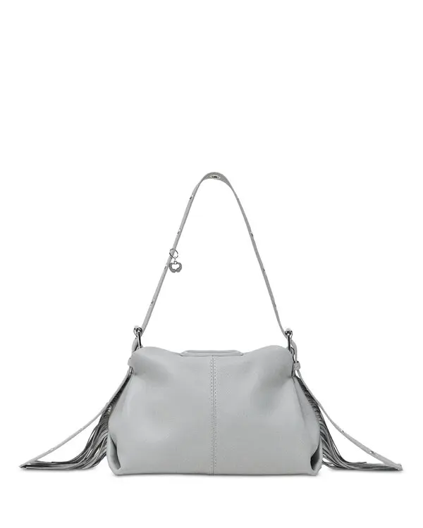 Maje Miss M Leather Crossbody Bag - Light Grey