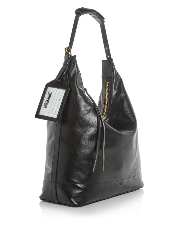 Moschino Large Leather Hobo Shoulder Bag