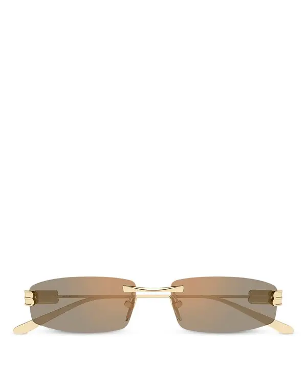 Balenciaga Rectangular Rimless Sunglasses, 62mm - Gold