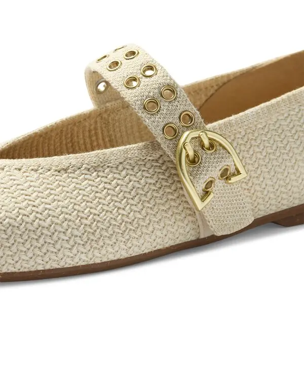 Rothy's Max Buckle Knit Mesh Mary Jane Flats - Cream Woven