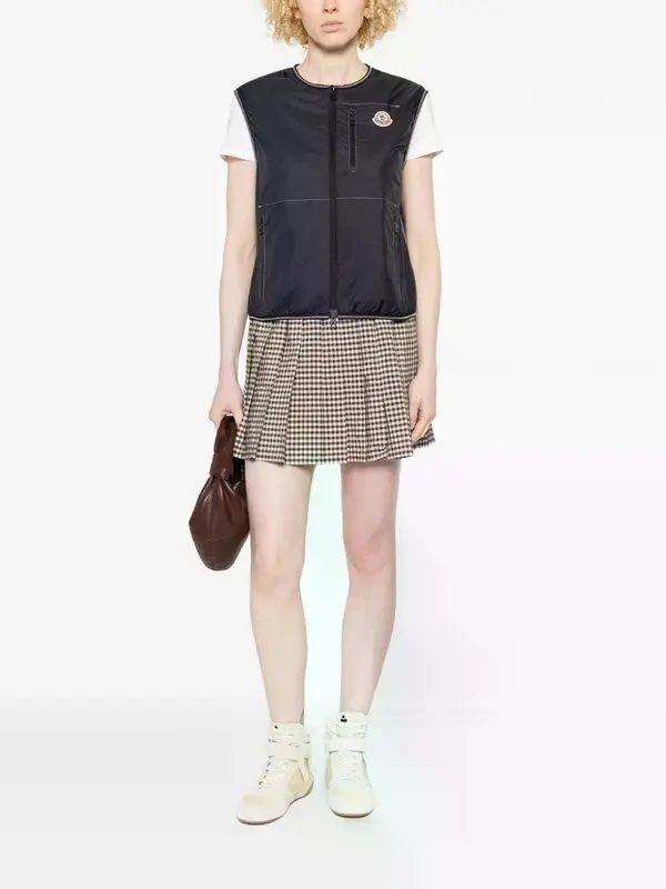 Moncler Checked Pleated Mini Skirt - Brown