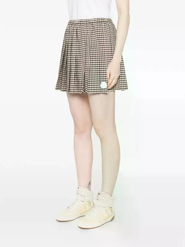 Moncler Checked Pleated Mini Skirt - Brown