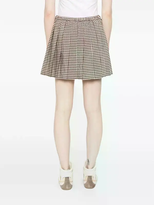 Moncler Checked Pleated Mini Skirt - Brown
