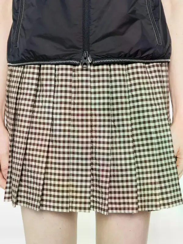 Moncler Checked Pleated Mini Skirt - Brown