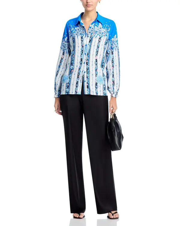 T Tahari Printed Blouse - Sky Forest