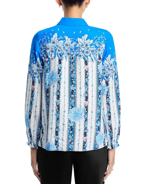 T Tahari Printed Blouse - Sky Forest