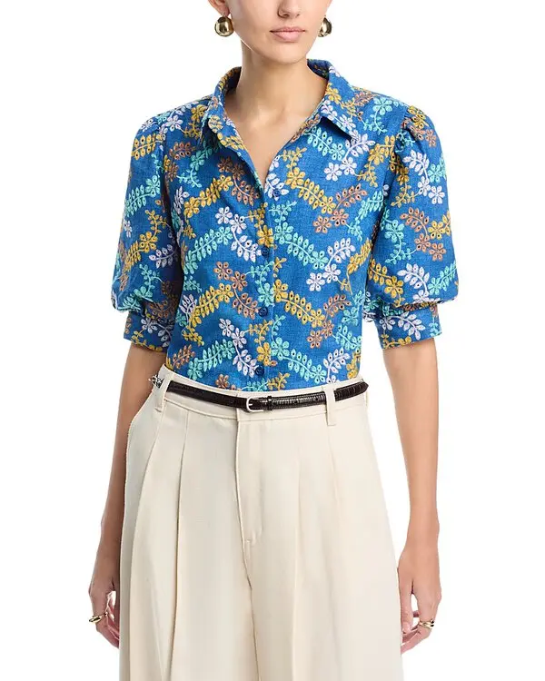 T Tahari Button-down Shirt - Denim/ Multi