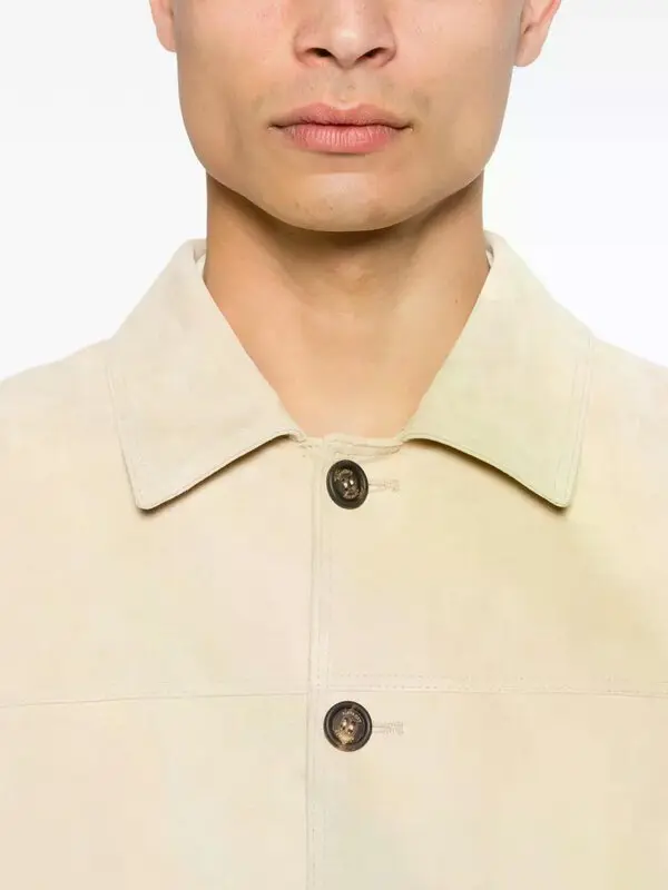 Eleventy Leather Shirt Jacket