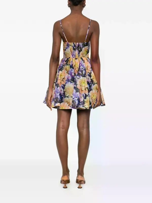 Zimmermann Floral V-neck Mini Dress - Purple