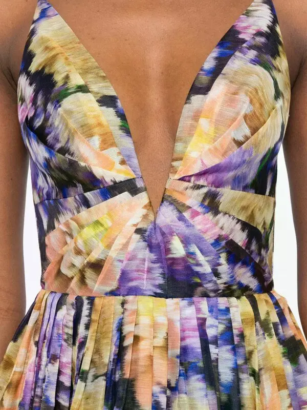 Zimmermann Floral V-neck Mini Dress - Purple