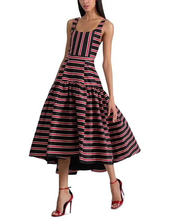 Alice + Olivia Diana Midi Dress - Twisting Vines Black