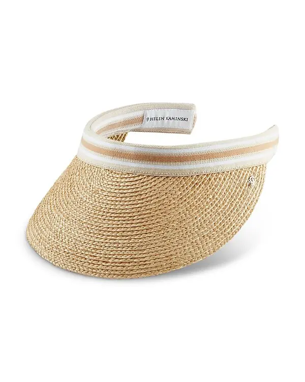 Helen Kaminski Bianca Raffia Visor - Natural/nougat Stripe