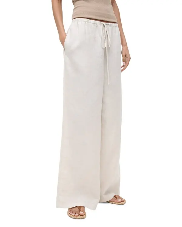 Staud Mateo Wide Leg Linen Trousers - Natural