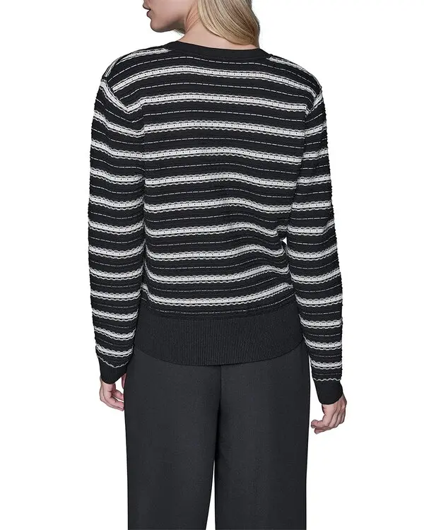 Karl Lagerfeld Paris Striped V-neck Cardigan