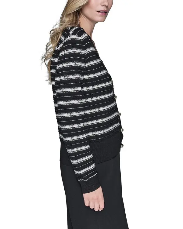 Karl Lagerfeld Paris Striped V-neck Cardigan