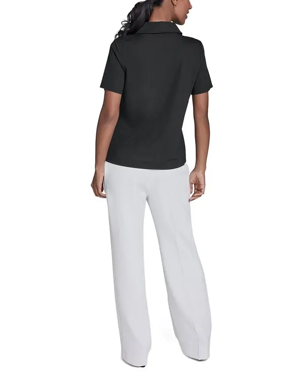 Karl Lagerfeld Paris Floral Embroidered Polo Top