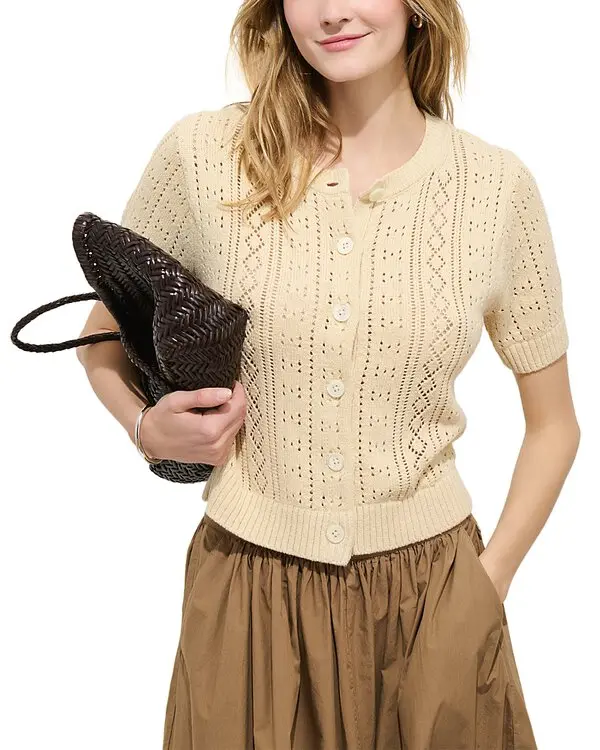 ALEX MILL Elle Pointelle Cardigan - Cream
