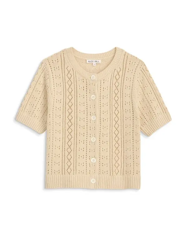 ALEX MILL Elle Pointelle Cardigan - Cream