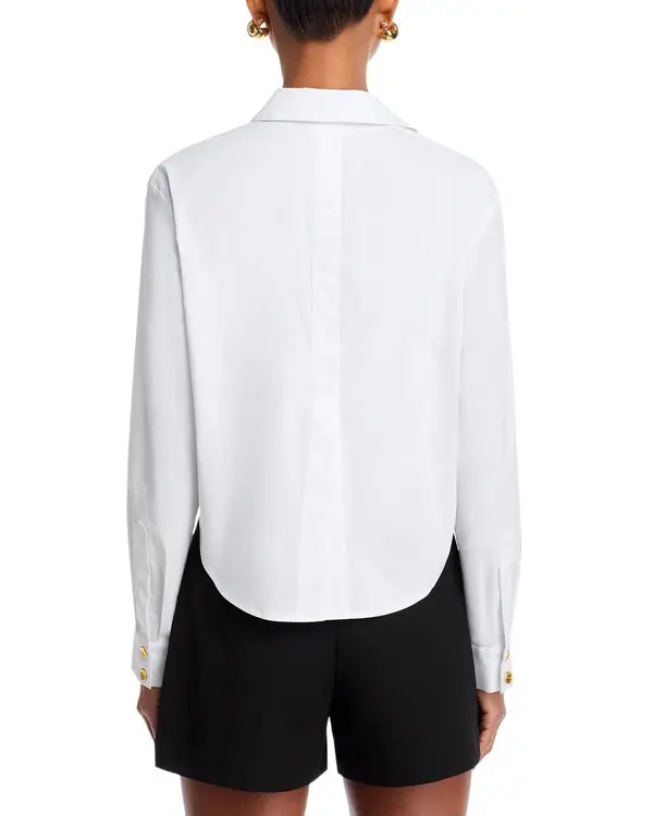 L'AGENCE Cosette Cropped Shirt With High-low Hem - White/gold