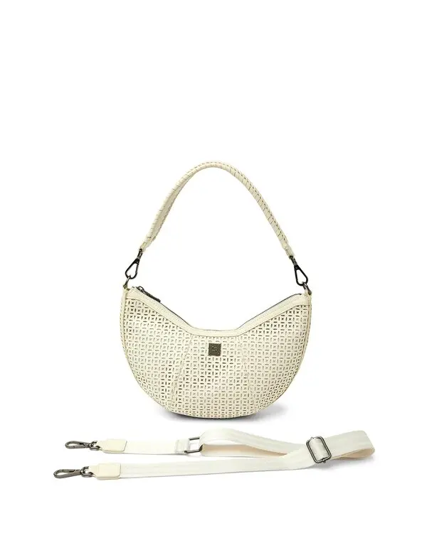 THINK ROYLN Posh Cut Out Leather Shoulder Bag - Cream Web