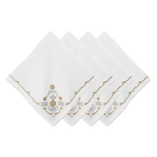 JULISKA Heidi Embroidered Napkin, Set Of 4 - Gold/silver