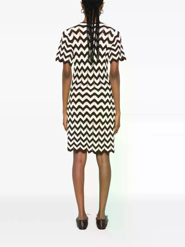 Maje Two-tone Chevron Crochet Mini Dress - Brown