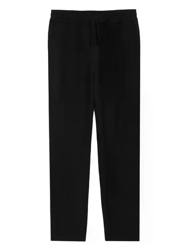 AMI Paris Blended Linen Elasticated Waist Trousers - Black