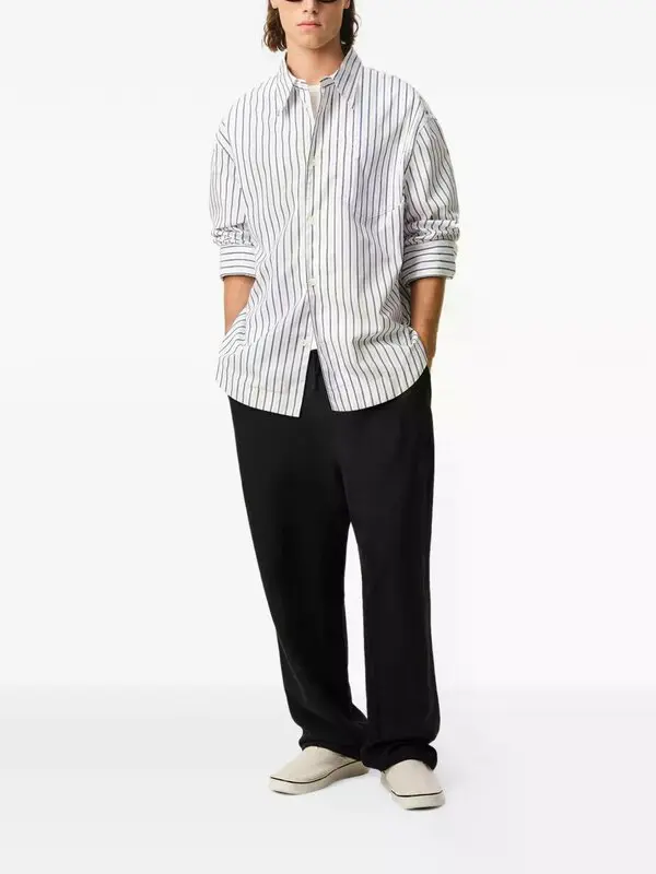 AMI Paris Blended Linen Elasticated Waist Trousers - Black