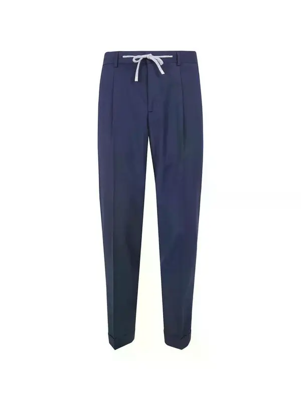 BARBA NAPOLI Roma Pleated Drawstring Trousers - Blue