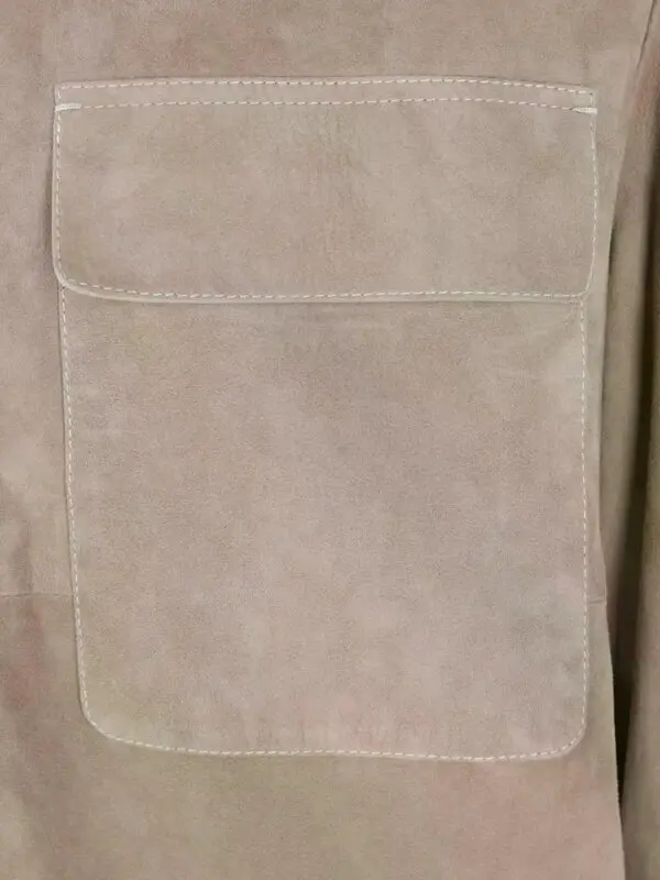 Agnona Patch-pockets Shirt Leather Jacket - Neutrals