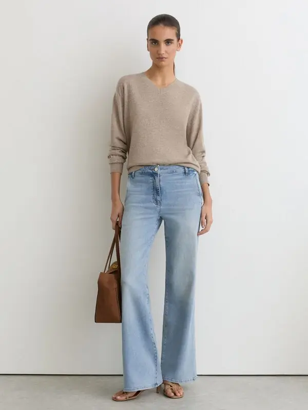 REISS Addie Petite Wide-leg Jeans - Light Blue