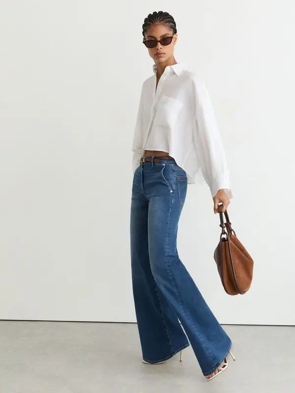 REISS Addie Wide-leg Jeans - Mid Blue