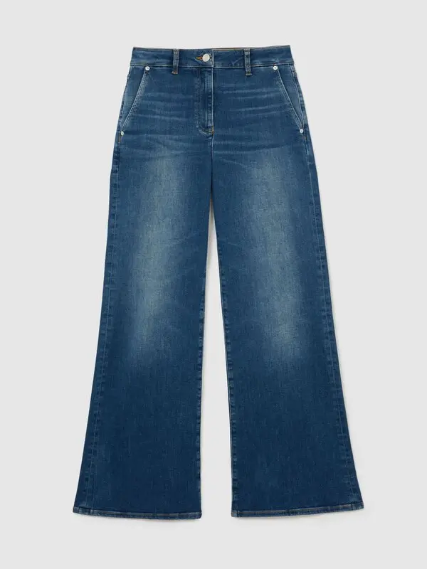 REISS Addie Wide-leg Jeans - Mid Blue