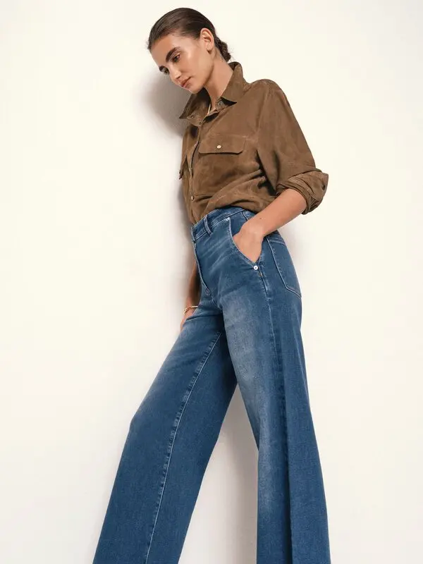 REISS Addie Wide-leg Jeans - Mid Blue