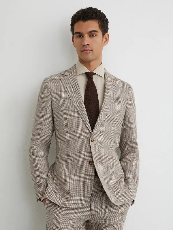 REISS Epsom Suit Jacket - Oatmeal Brown