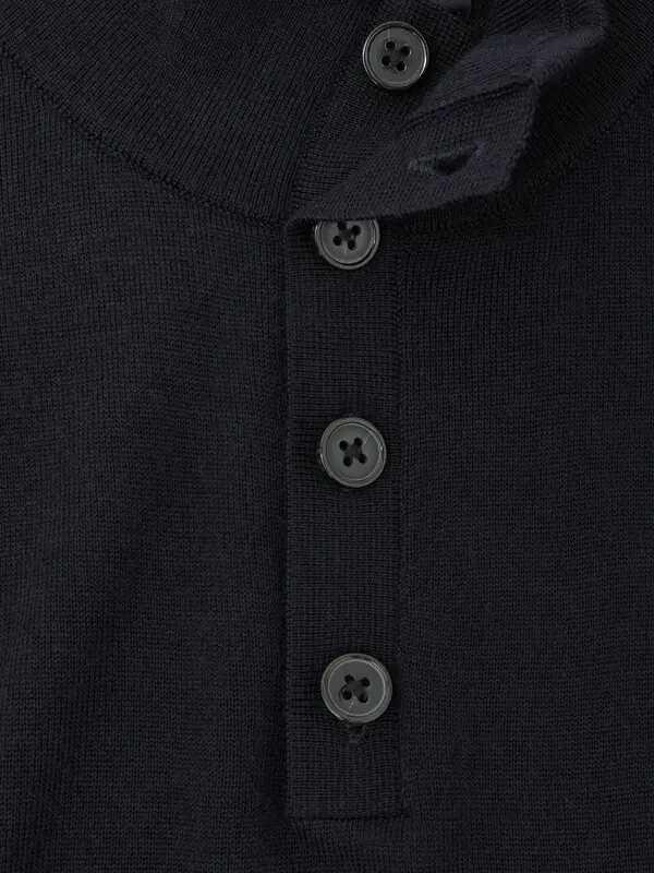 REISS Farnham Merino Wool Half-button Funnel Jumper - Navy