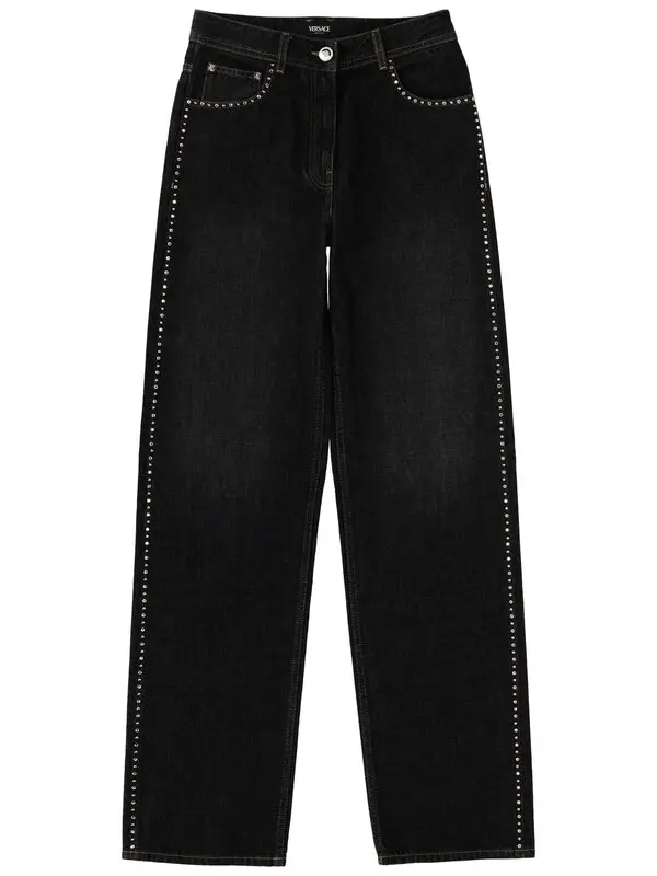 Versace Jeans With Studs And Crystals - Black