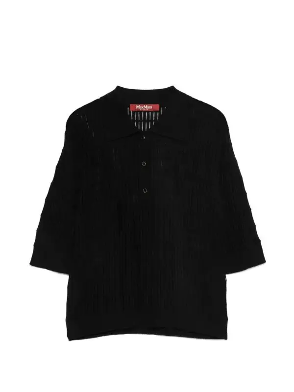Max Mara Buttoned Polo Top - Black
