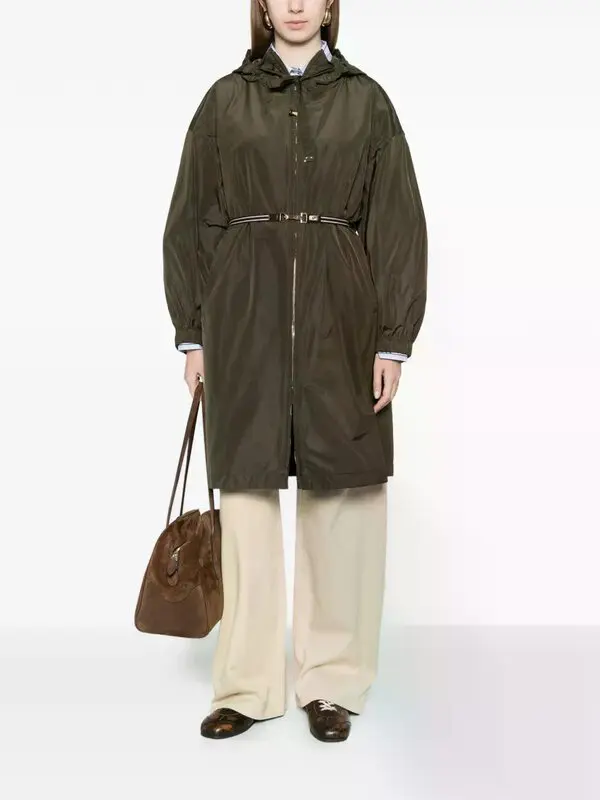 Max Mara Belted Parka Coat - Green