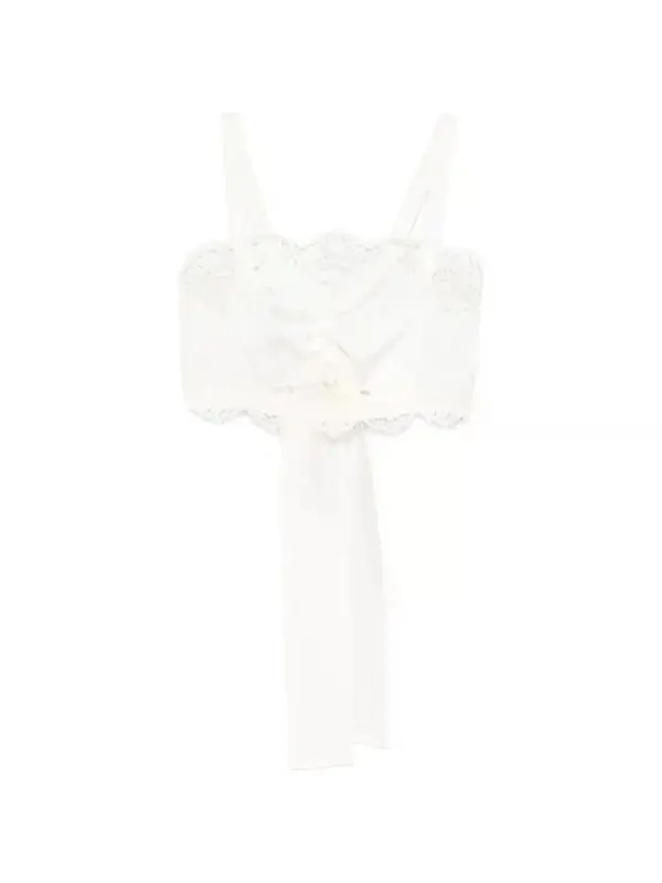 P.a.r.o.s.h Paky Lace-detail Bow Top - Neutrals