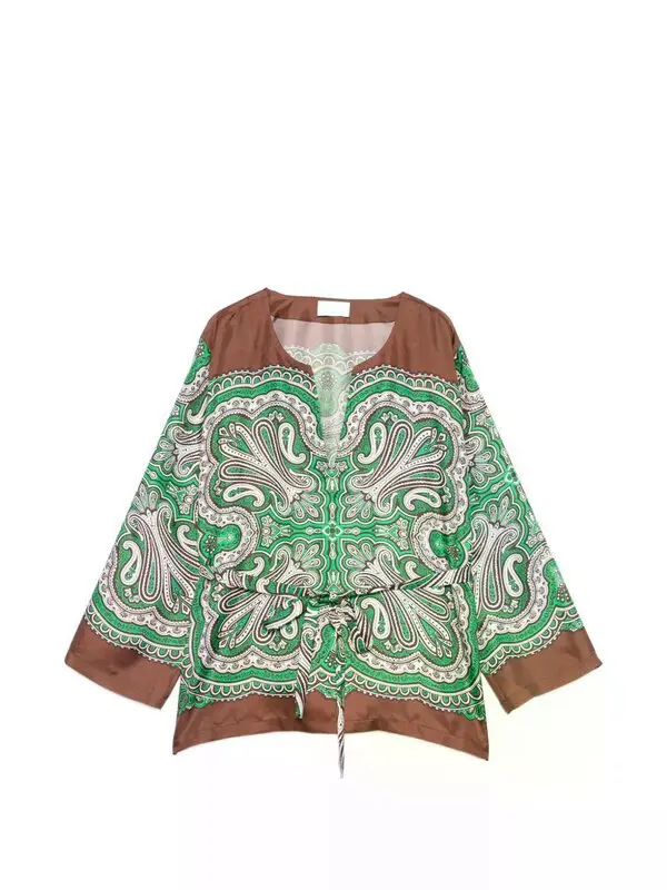 P.a.r.o.s.h Skindy Paisley Tie-waist Blouse - Green