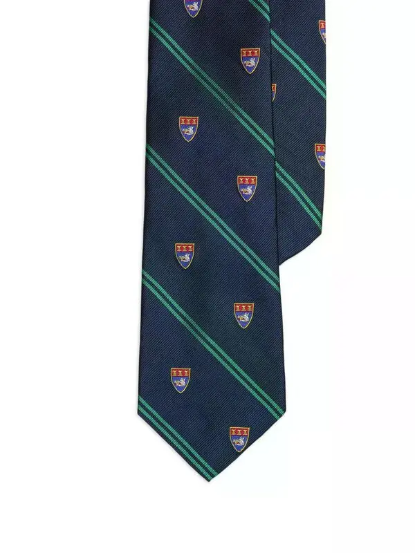 Polo Ralph Lauren Striped Embroidered Neck Tie - Blue