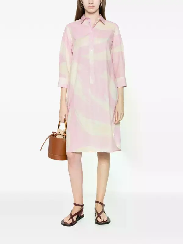 ROSSO 35 Printed Midi Shirt Dress