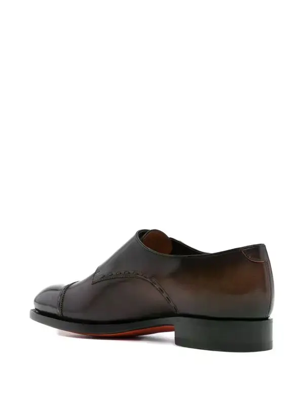 Santoni Buckle Leather Monk Shoes