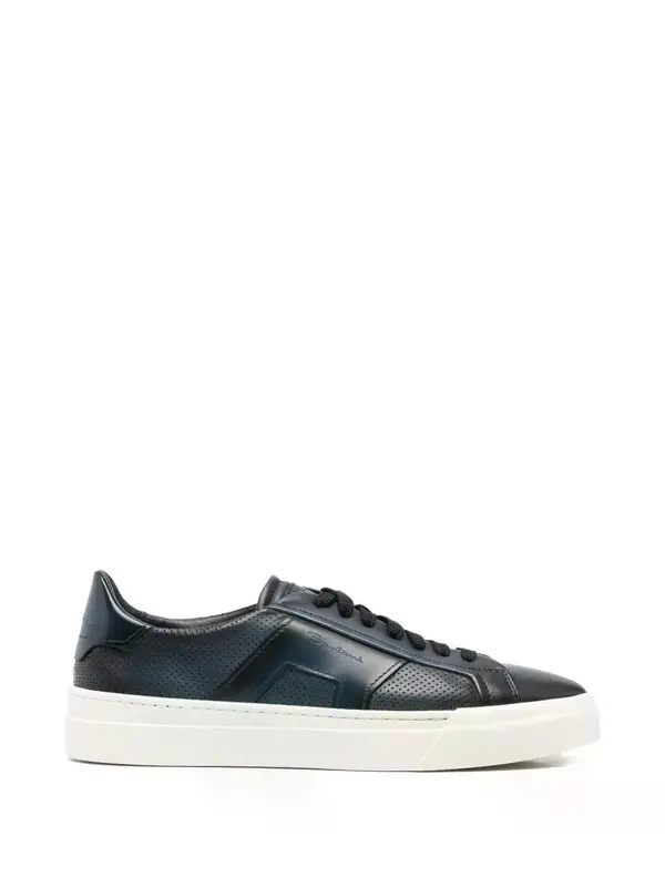 Santoni Perforated Leather Sneakers - Blue