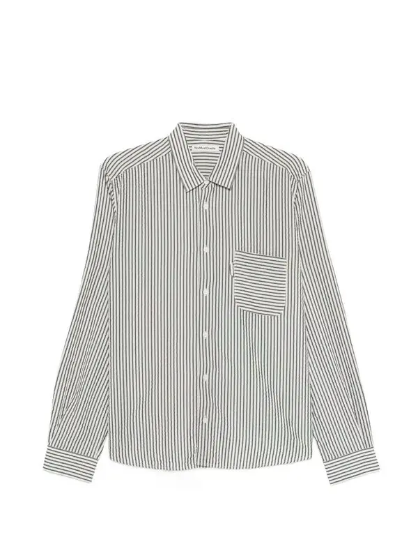 You Must Create Curtis Striped Chest-pocket Shirt - White