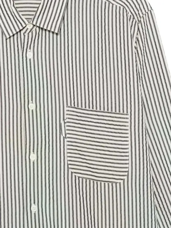 You Must Create Curtis Striped Chest-pocket Shirt - White