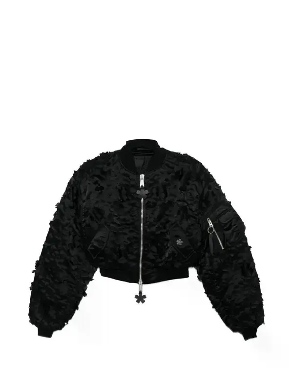 Alpha Industries X Cecile Bahnsen Ma-1 Flower-appliqué Zipped Bomber Jacket - Black